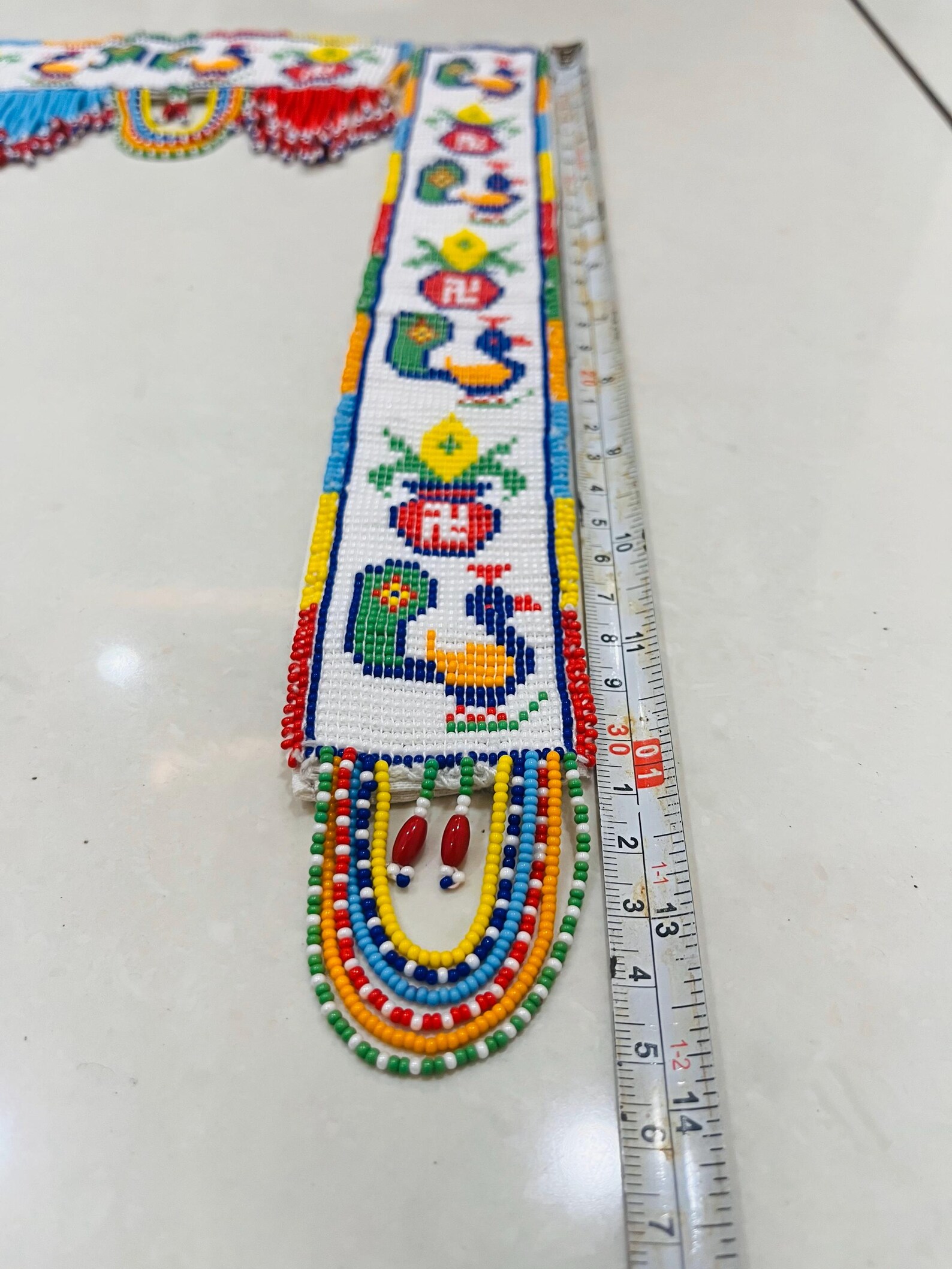 Glass Bead Temple Toran With Side Latkan set of Three, Hand Made ...