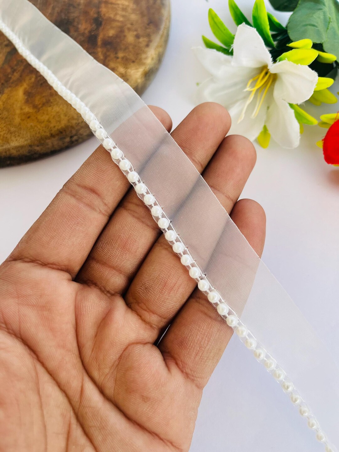 3 Yard Ivory Pearl Edging Trim | Pearl Border for Sewing Crafts - Etsy