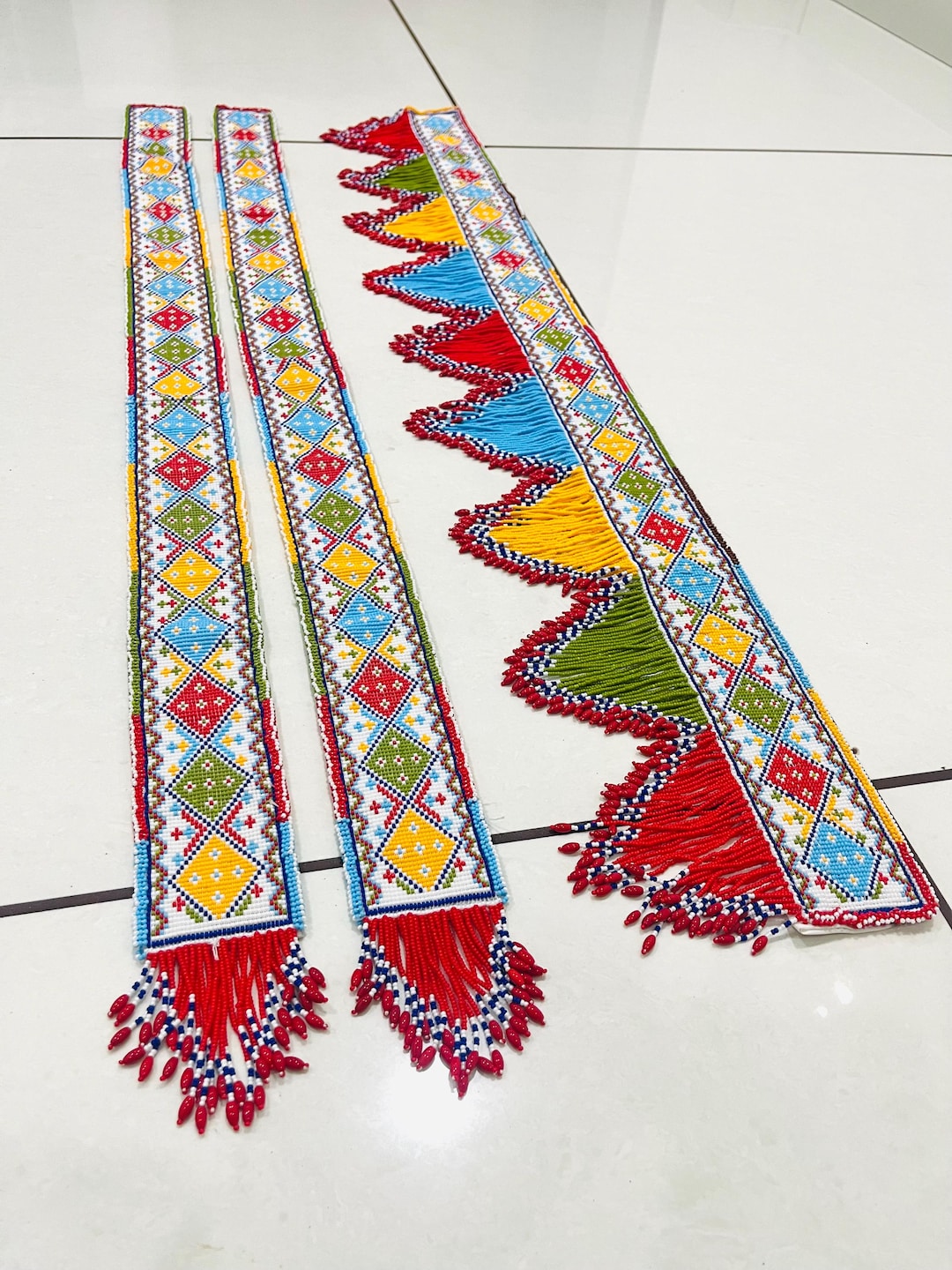 Glass Bead Door Toran With Side Latkan (set of Three), Hand Made ...