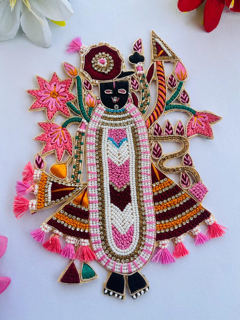 Handmade Shree Nathji Patch: Embroidered Lord Krishna Applique With ...