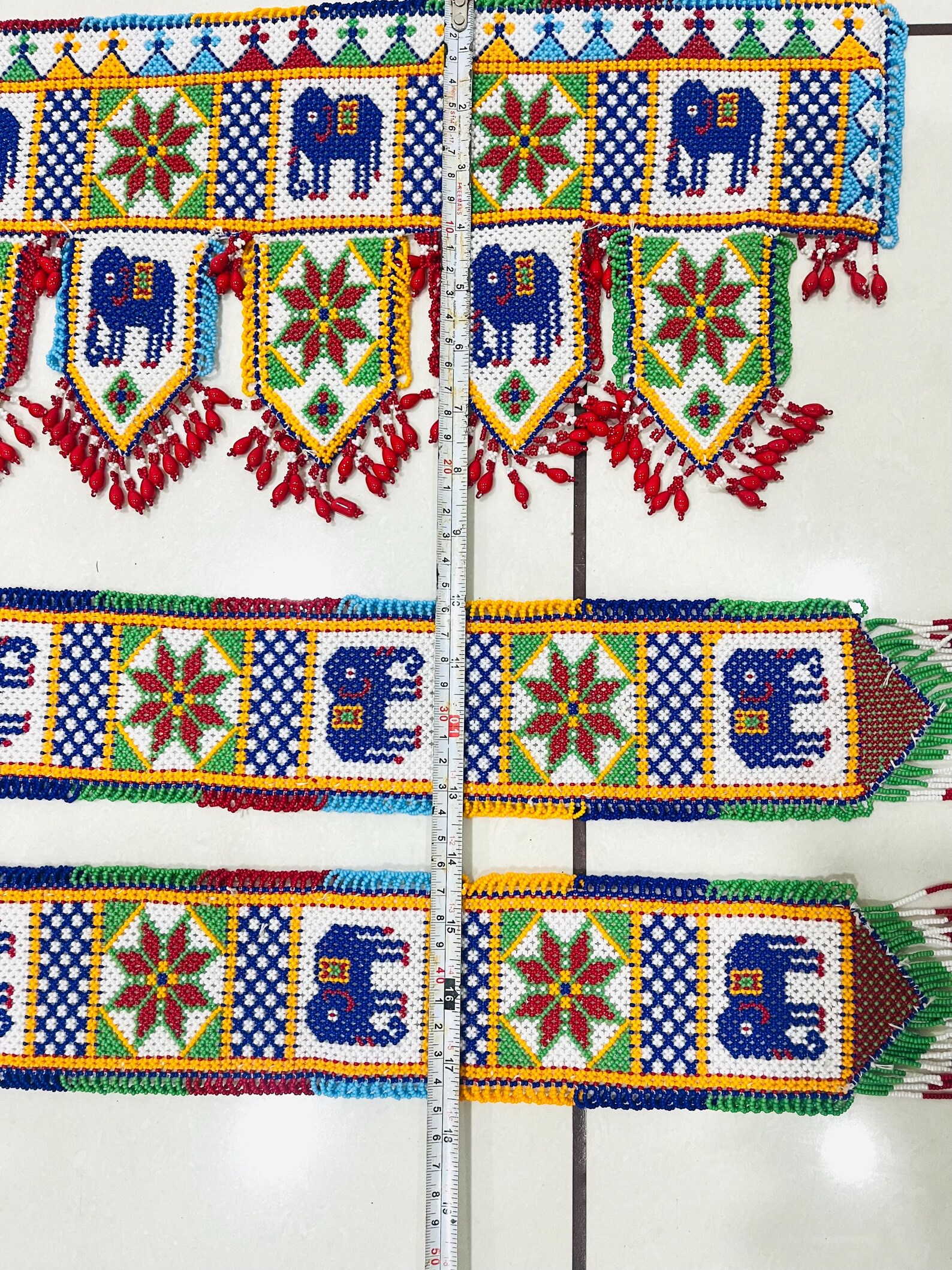 Glass Bead Door Toran With Side Latkan set of Three, Hand Made ...