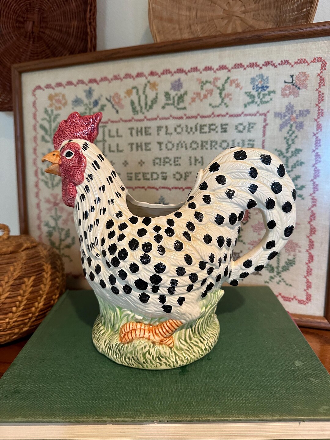 Ceramic Chicken Pitcher With Black & White Spots fun and Quirky - Etsy