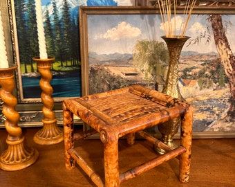 Vintage Bamboo Stool Handmade Flower Stand Tortoiseshell Stand Bamboo ...