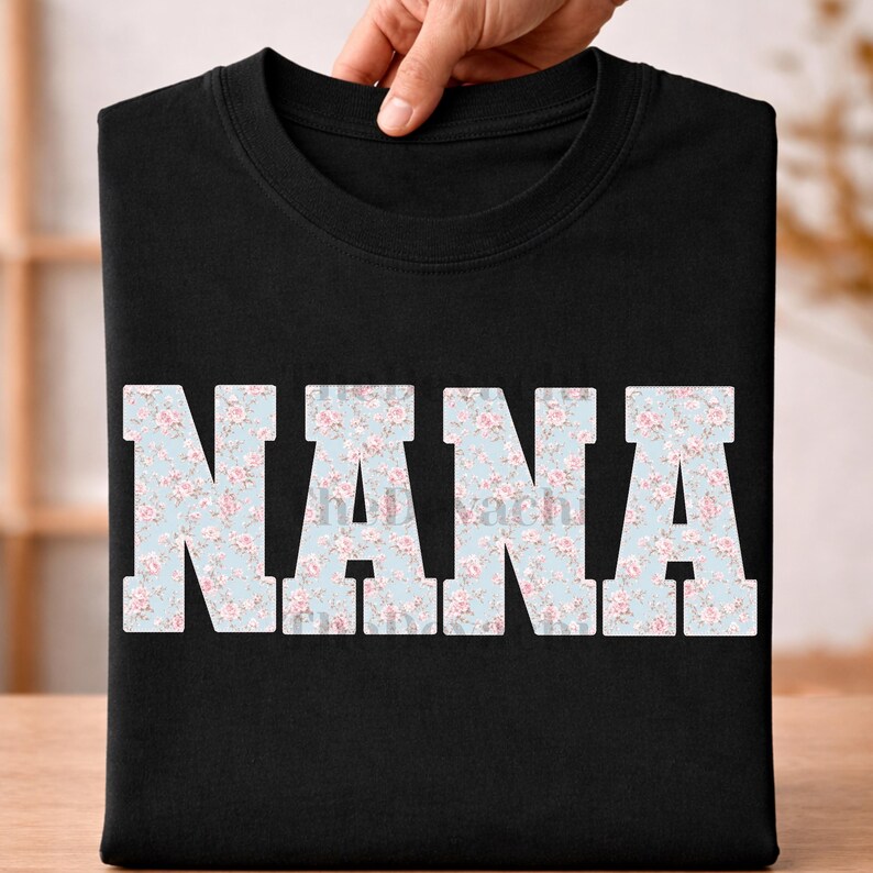Nana Varsity Letters PNG, Floral Grandma Sublimation, Vintage Rose ...
