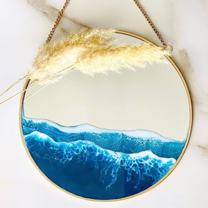 Resin Ocean Mirror Wall Art, Resin Ocean Hanging Mirror, Resin Beach ...