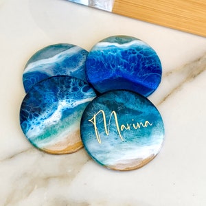 Resin Ocean Coasters Personalized 3D Ocean Epoxy Resin - Etsy