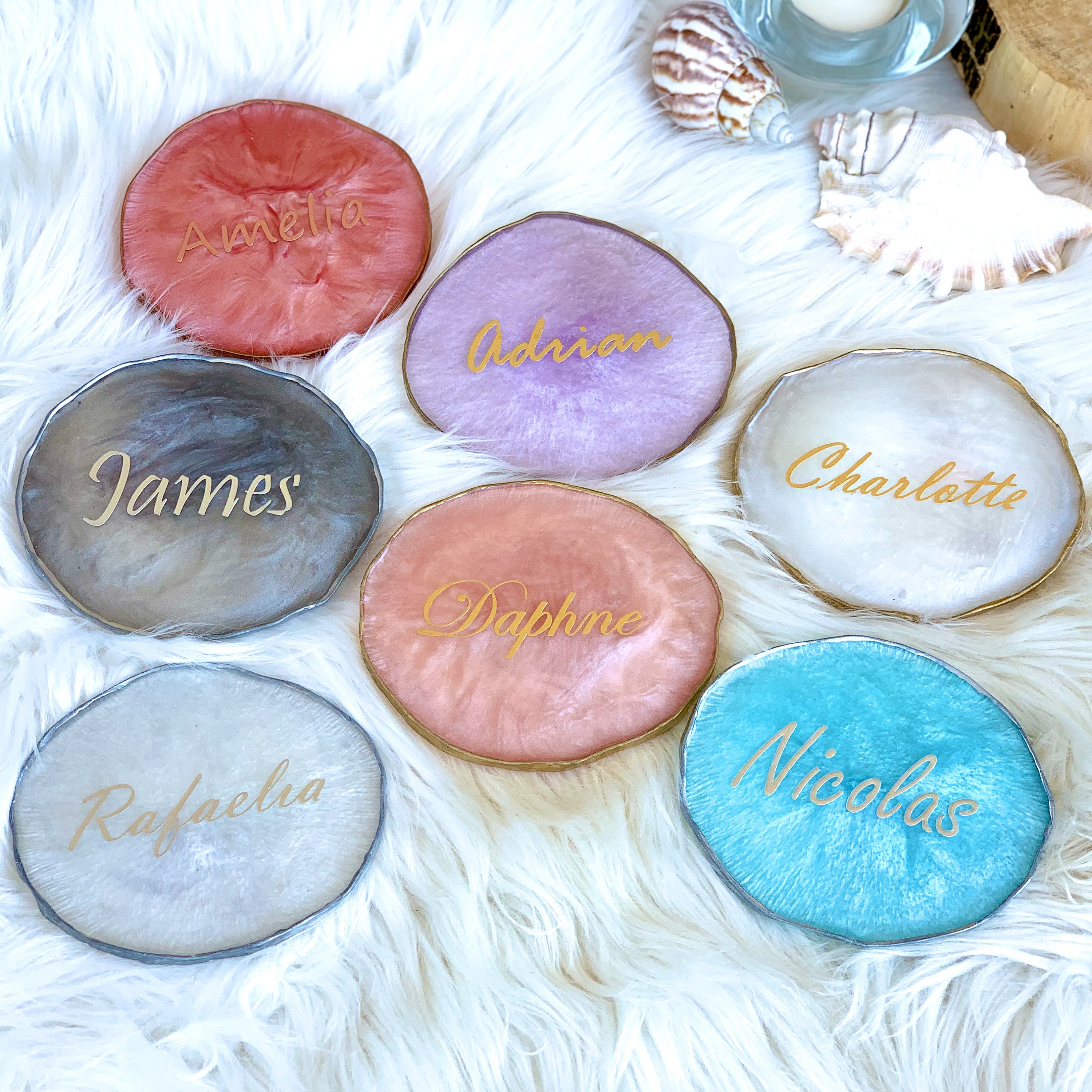 Personalized Resin Coasters With Names. Wedding Favors. | Etsy