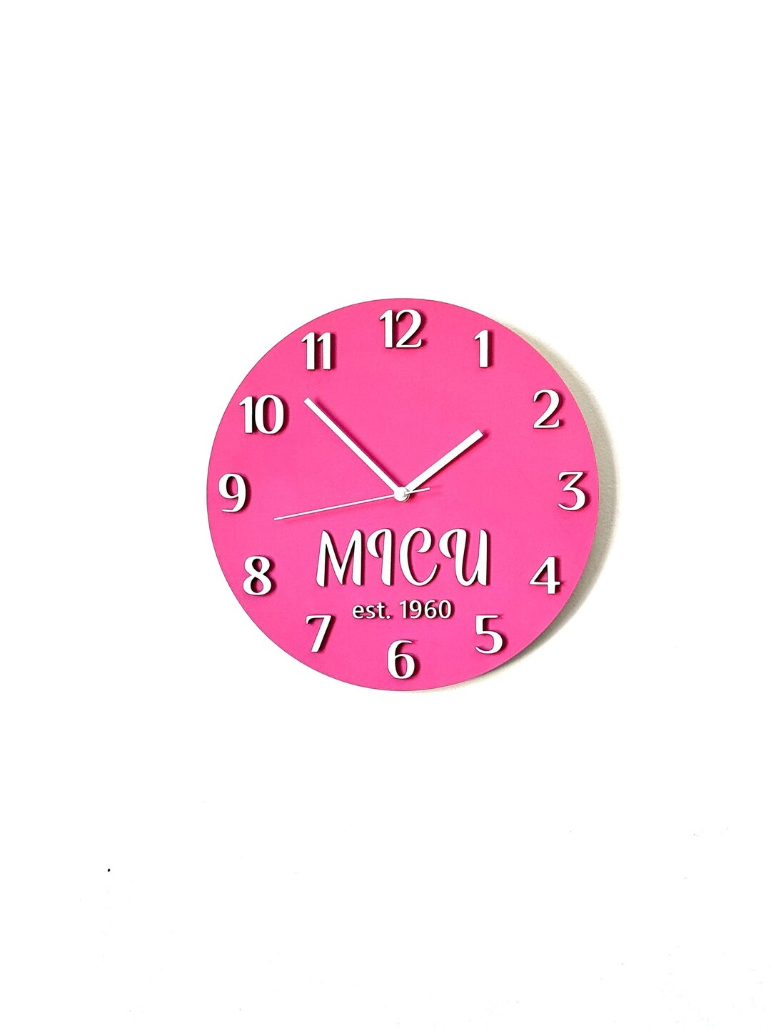Personalized Kids Clock, Pink Round Wooden Wall Clock With Name ...