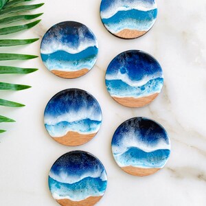 Resin Ocean Coasters, Personalized 3D Ocean Epoxy Resin Coaster, Beach ...