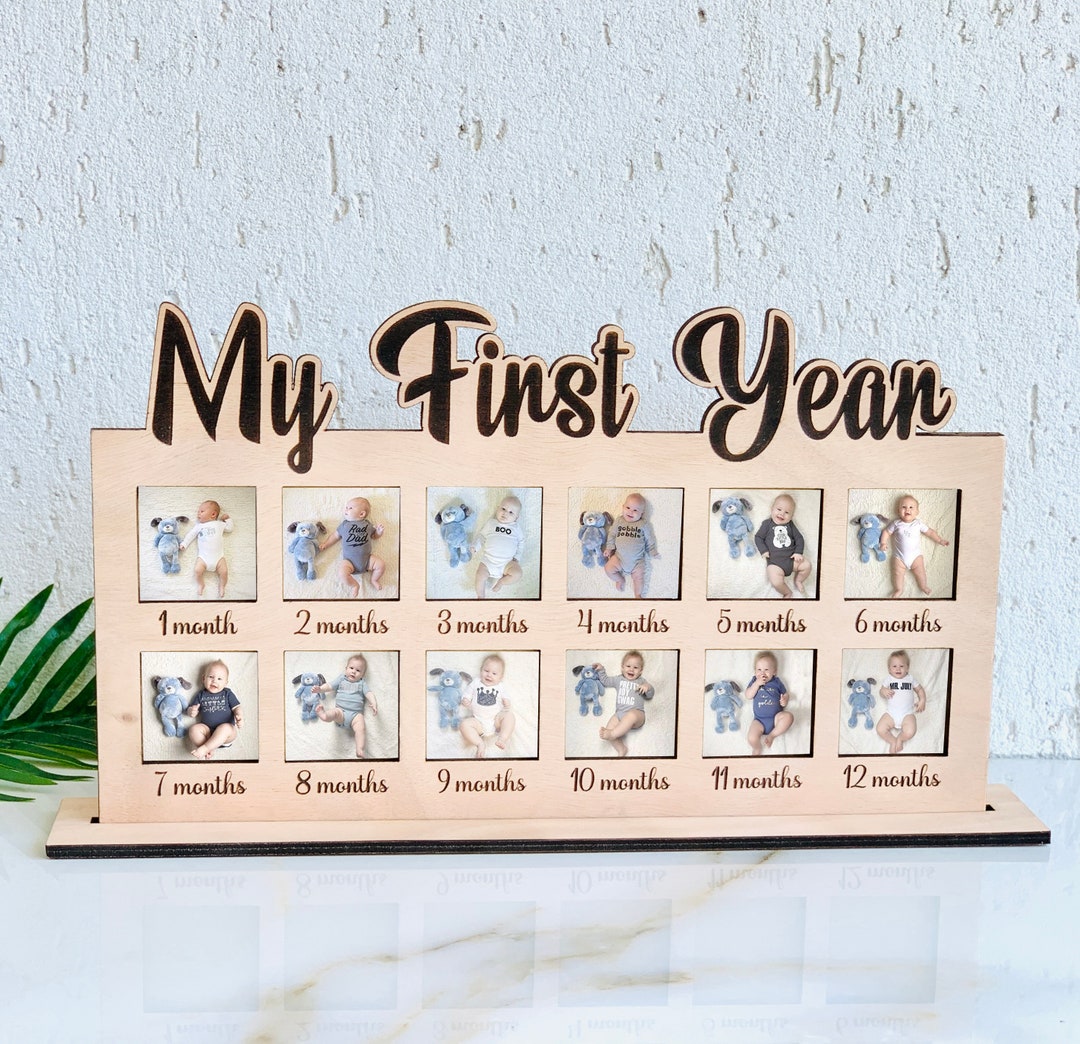 Personalized Baby's First Year Photo Frame: Wooden Milestone Board - Etsy