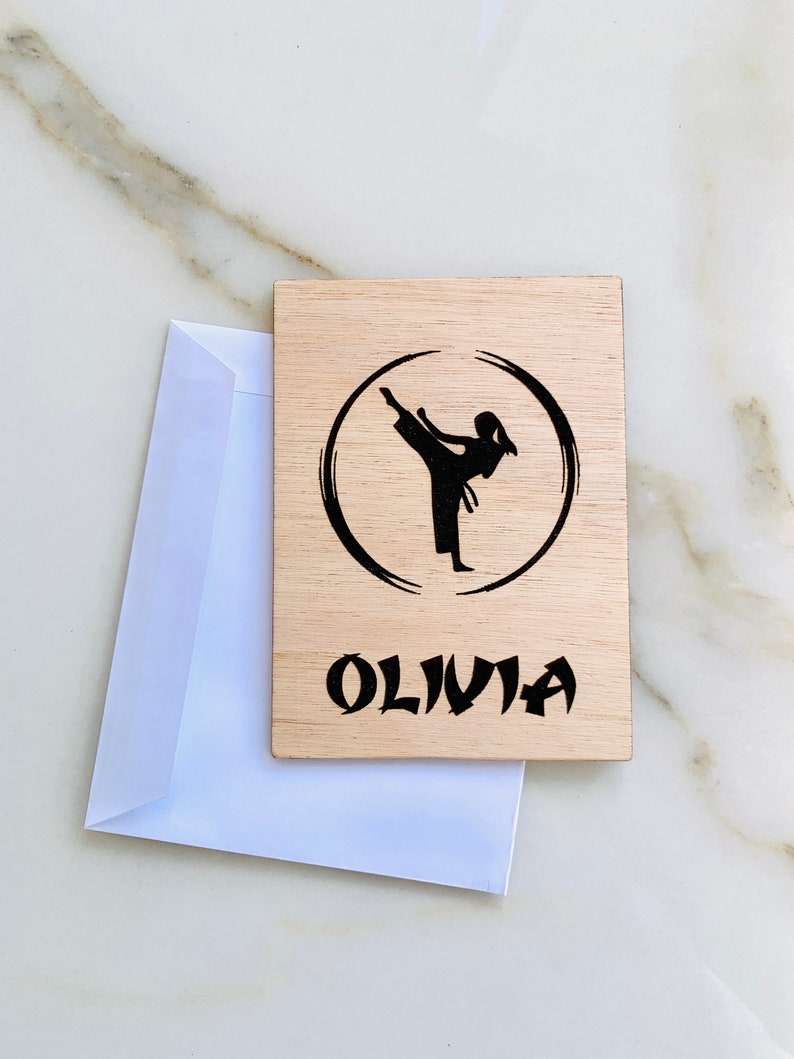 Personalized Martial Arts Wooden Birthday Card: Engraved Karate ...