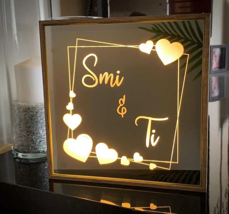 Personalized LED Mirror Monogram Sign Engraved Couples - Etsy