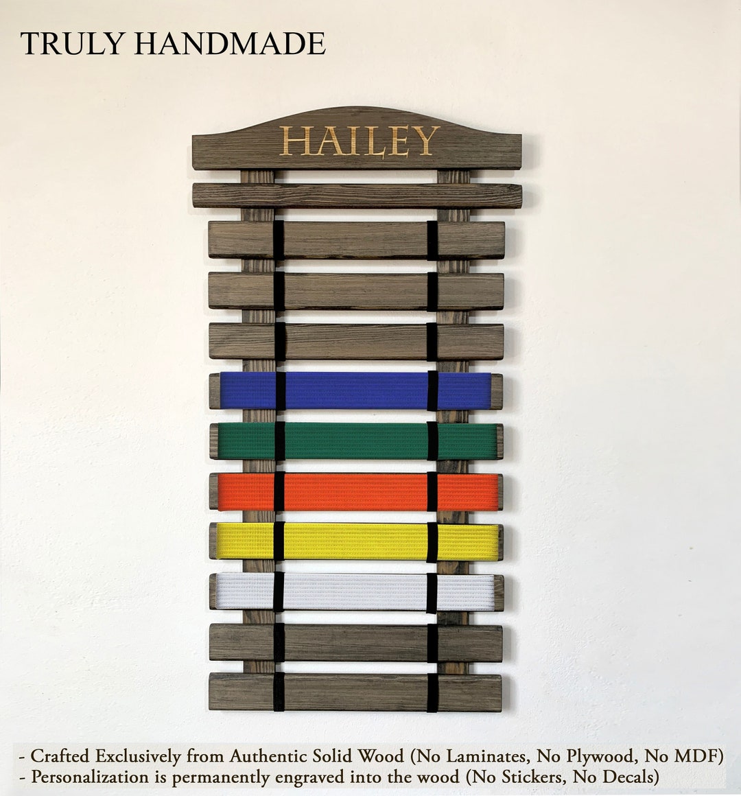 Martial Arts Belt Display Holder Personalized Karate Belt Display Rack ...