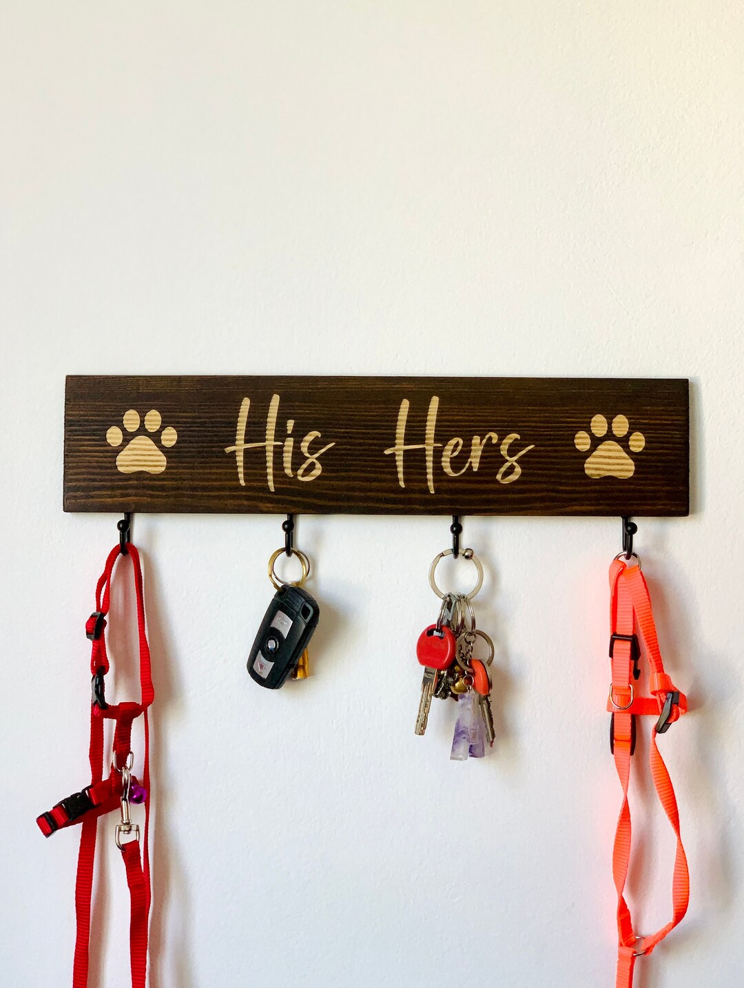Key and Leash Holder for Wall Personalized Pet Leash Hanger, Dog Cat ...