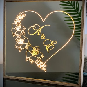 Personalized LED Mirror Monogram Sign – Engraved Shadow Box Plaque - Etsy