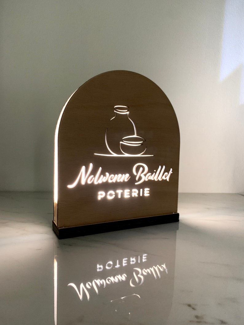 Custom Logo Light Lamp Wood Arch Logo Night Light Custom Led - Etsy