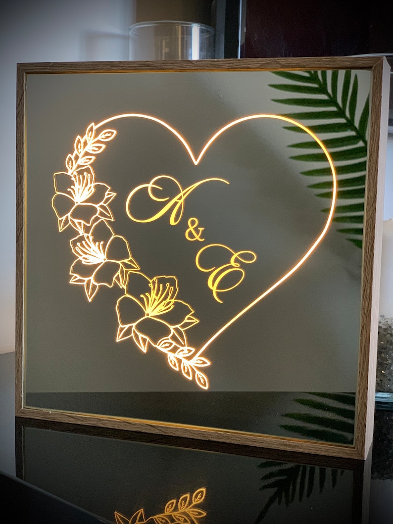 Personalized Engraved Mirror Sign With LED Lights Couples - Etsy