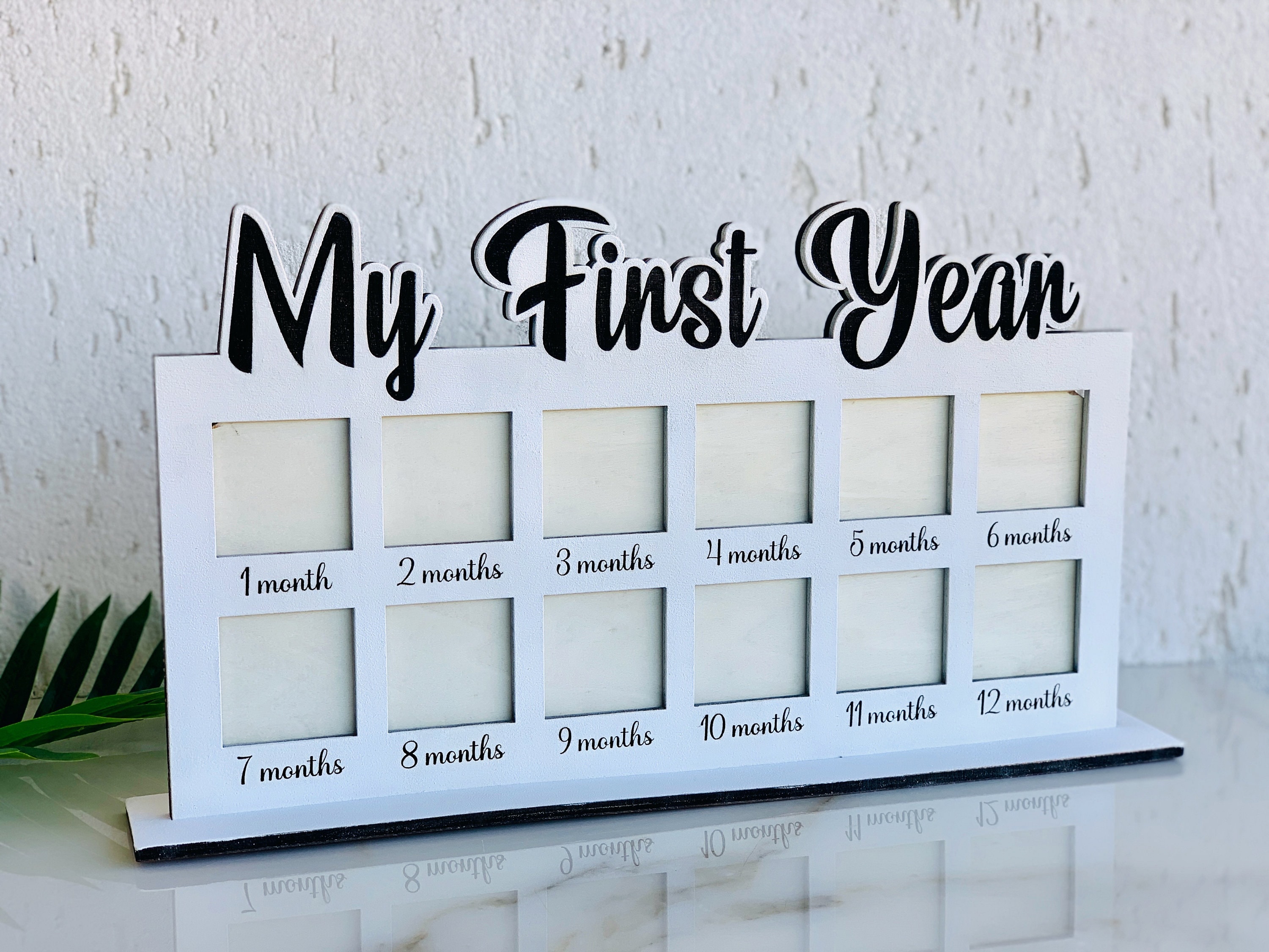 Personalized Baby Milestone Photo Frame: First Year Wooden Picture ...