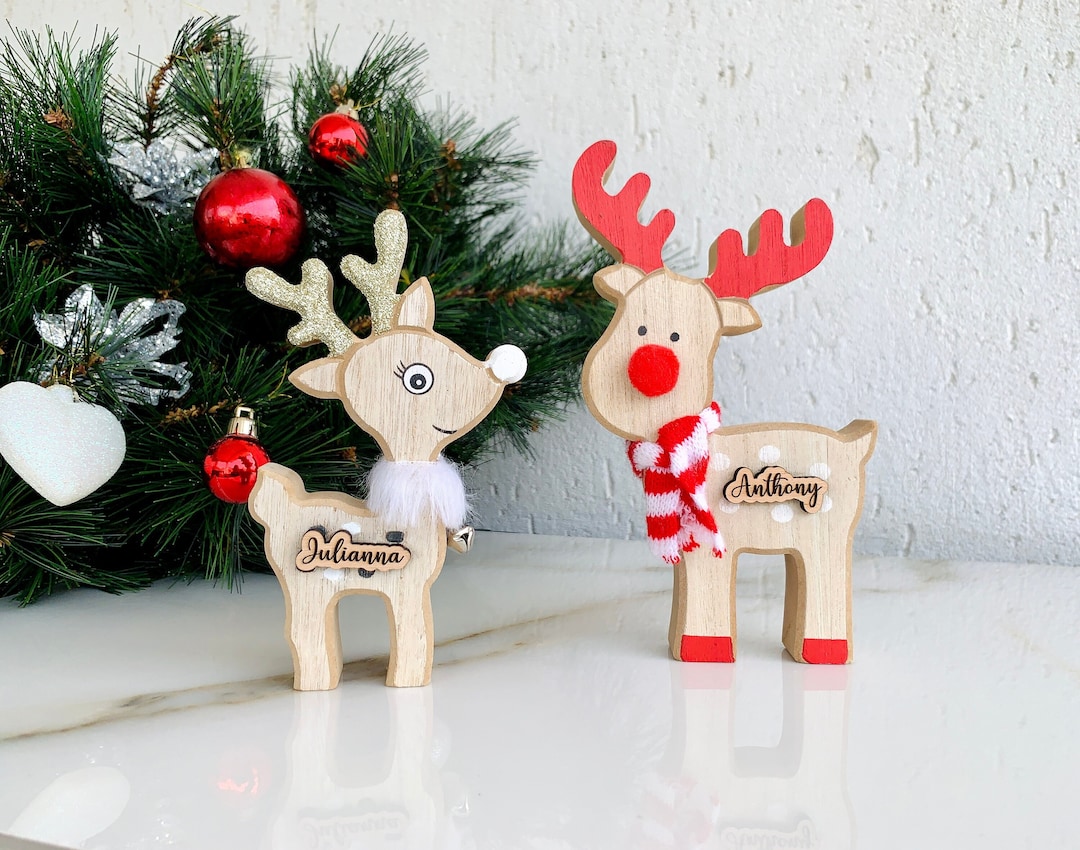 Personalized Christmas Reindeer: Freestanding Engraved Christmas Place ...