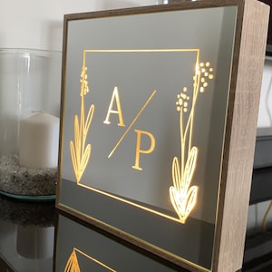 Personalized LED Mirror Monogram Sign - Engraved Couples Plaque ...