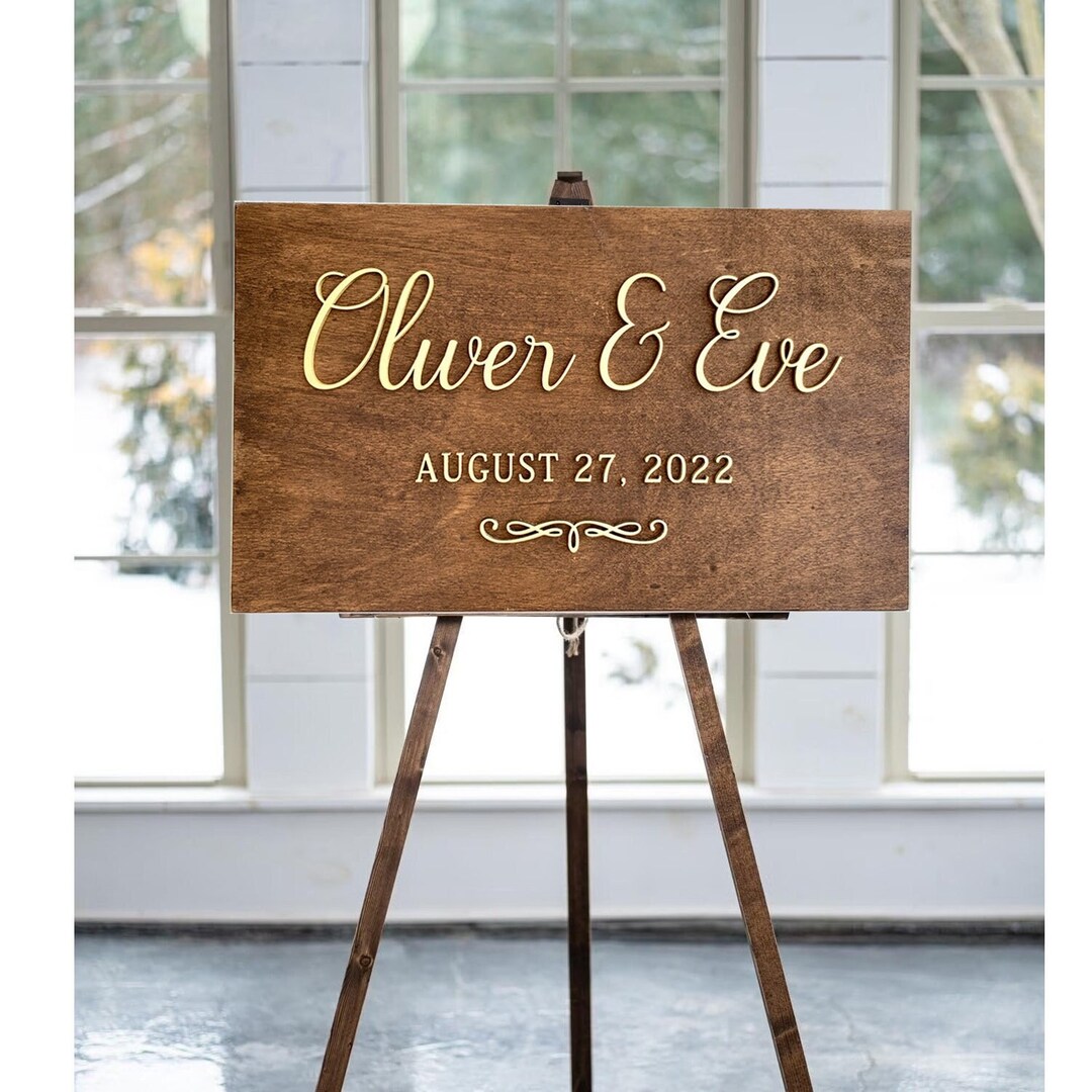 Easel Wedding Entrance Sign Personalized Wooden Welcome to Our Wedding ...