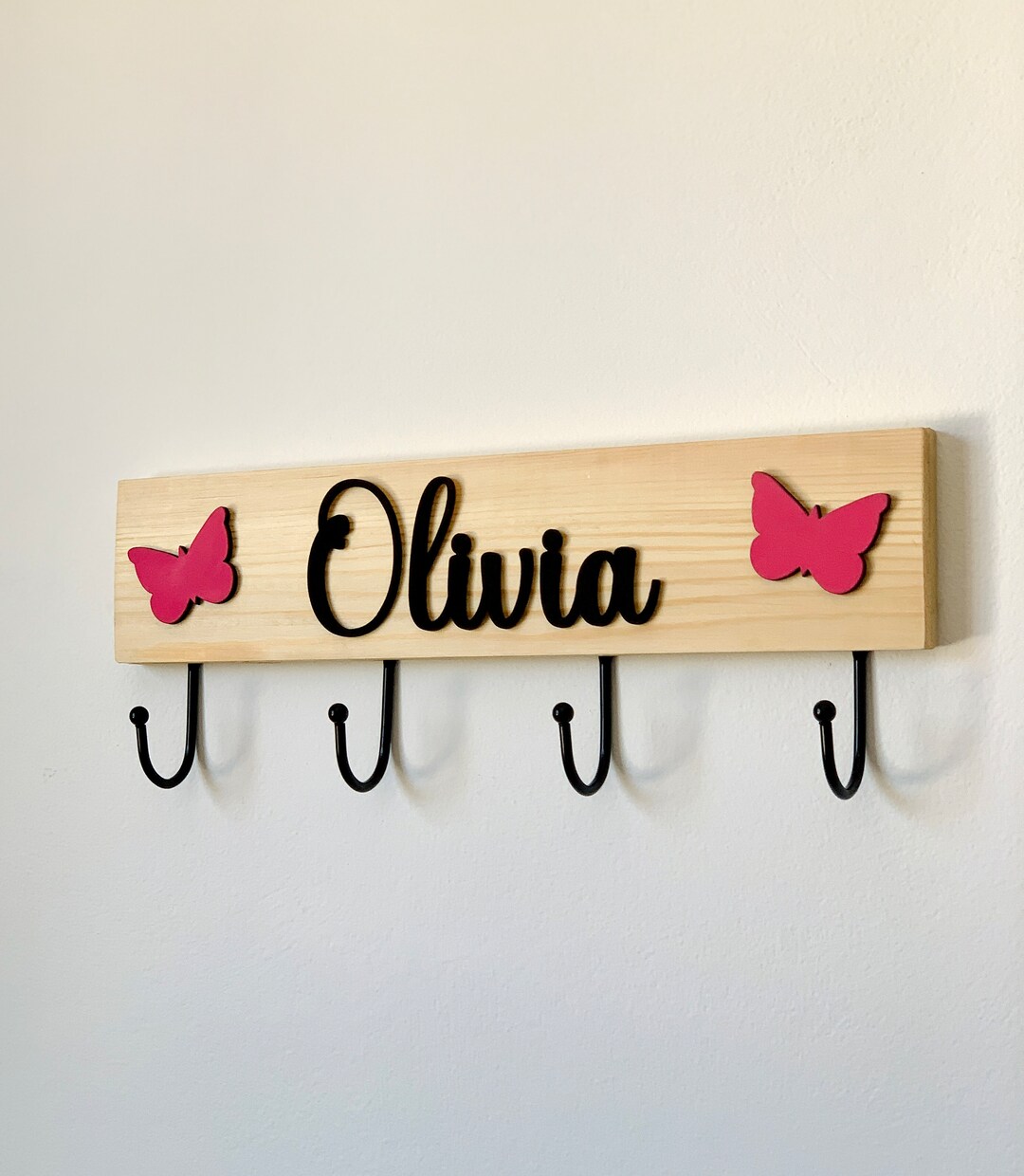 Kids Wall Hooks, Baby Room Wooden Wall Mounted Organizer, Kids Room ...
