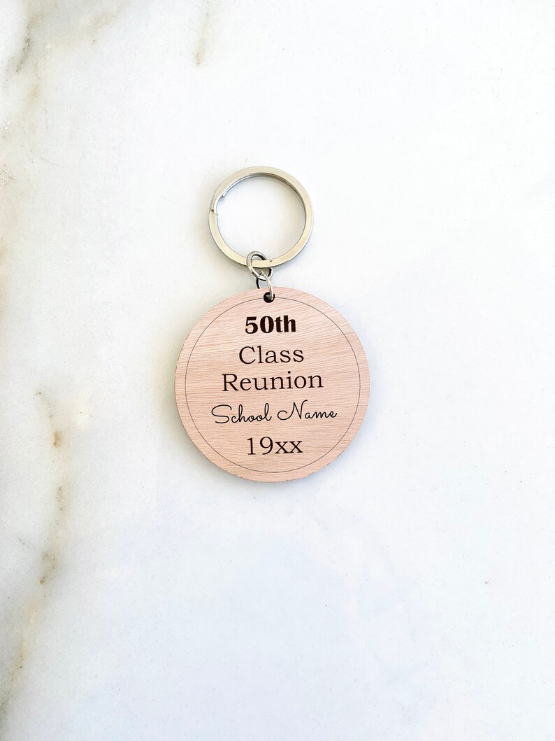 Custom Class Reunion Favors: Engraved Wood Tags, Coasters & Keychains ...
