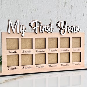 Personalized Baby Milestone Photo Frame: First Year Wooden Picture ...