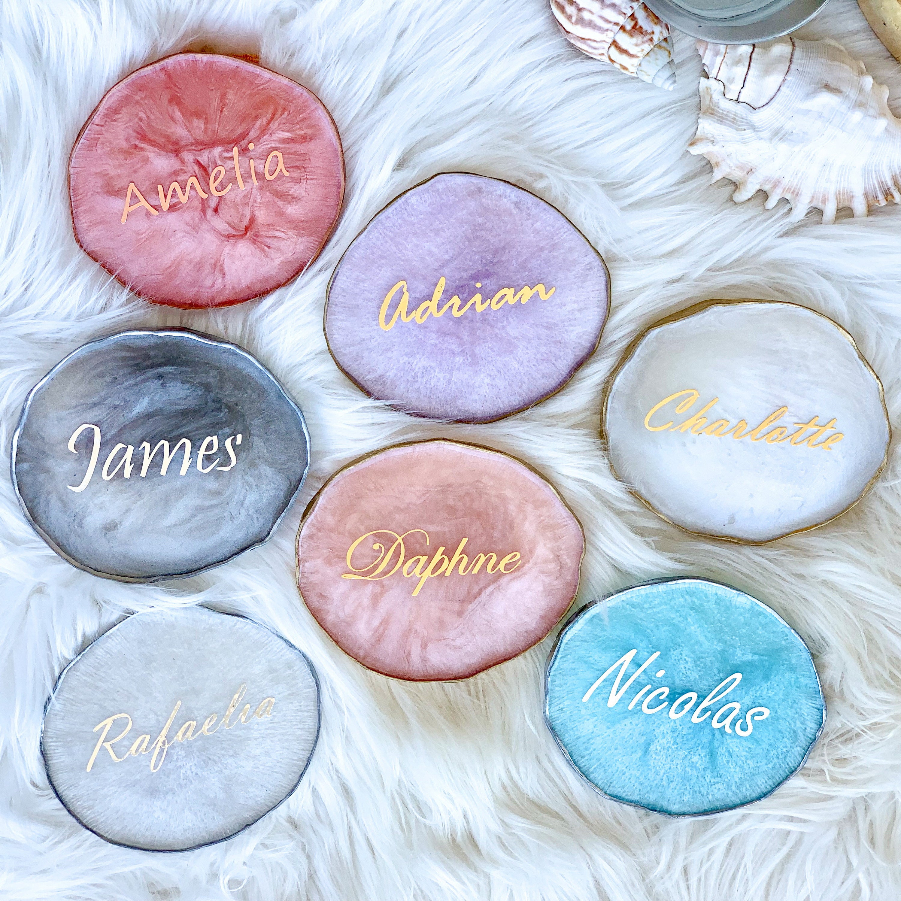 Personalized Resin Coasters With Names. Wedding Favors. | Etsy