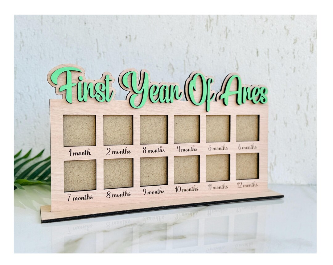 Personalized Baby Milestone Photo Frame: First Year Wooden Picture ...
