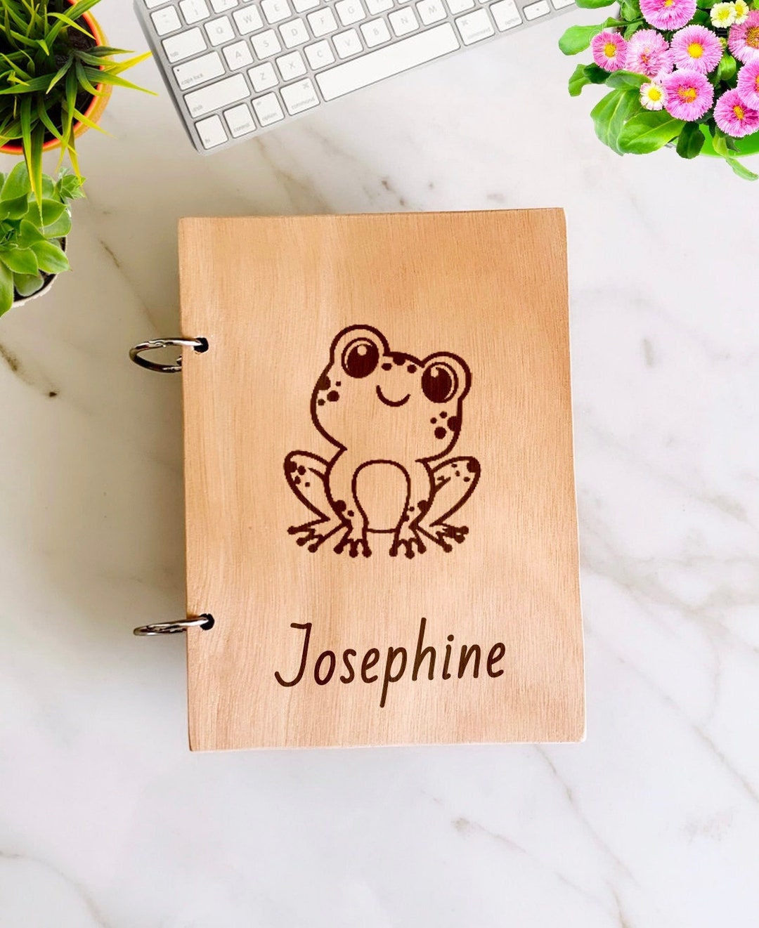 Frog Mushroom Wooden Notebook Personalized, Custom Frog Gift Engraved ...