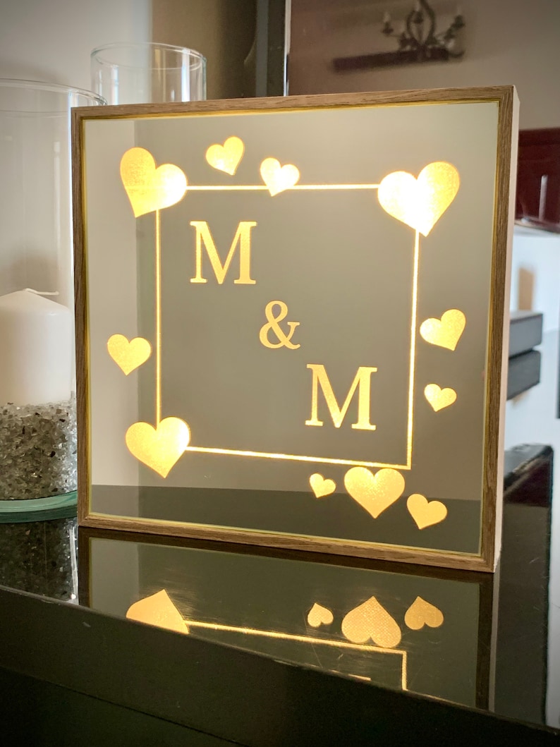 Personalized LED Mirror Monogram Sign Engraved Couples - Etsy