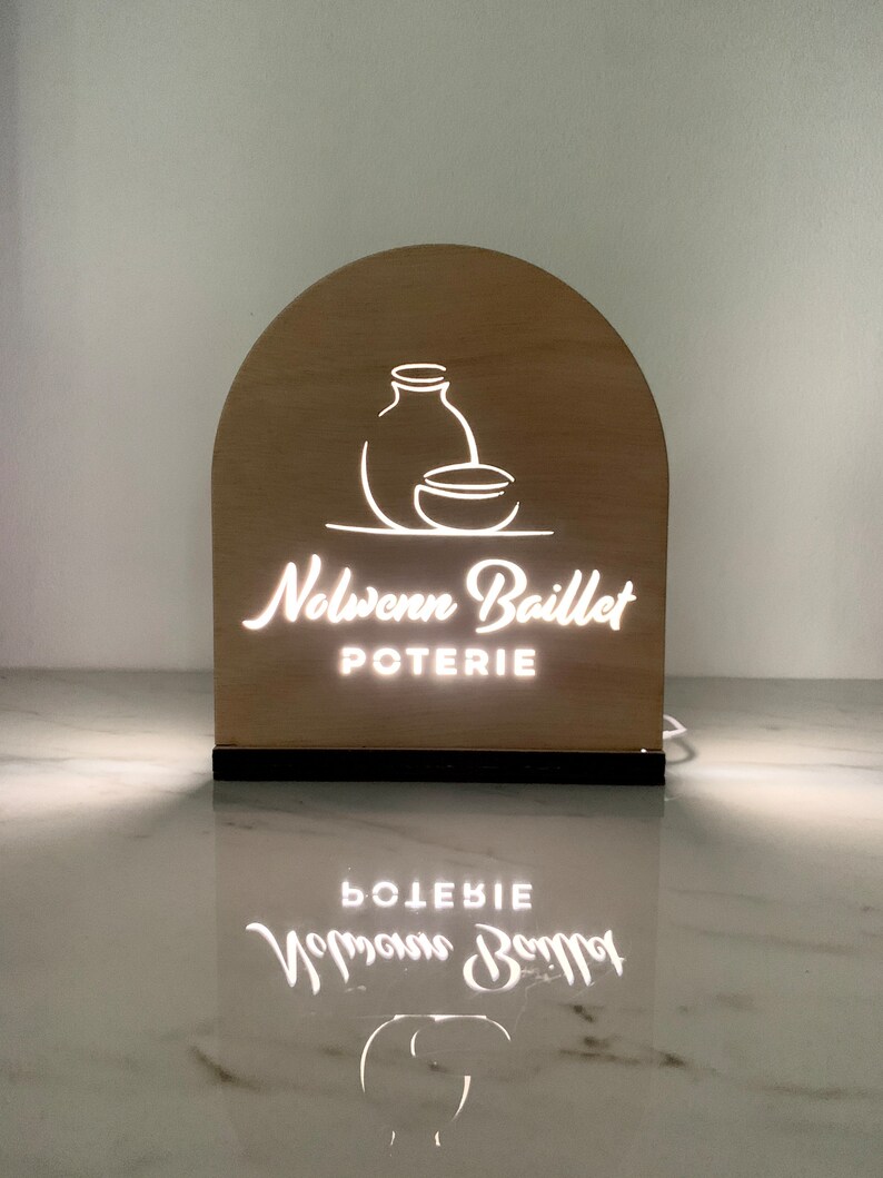 Custom Logo Light Lamp Wood Arch Logo Night Light Custom Led - Etsy