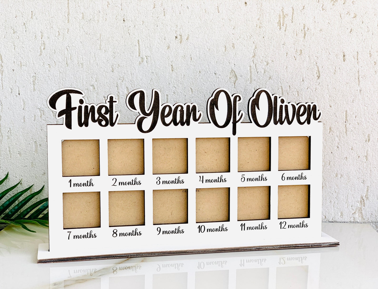 Personalized Baby Milestone Photo Frame: First Year Wooden Picture ...
