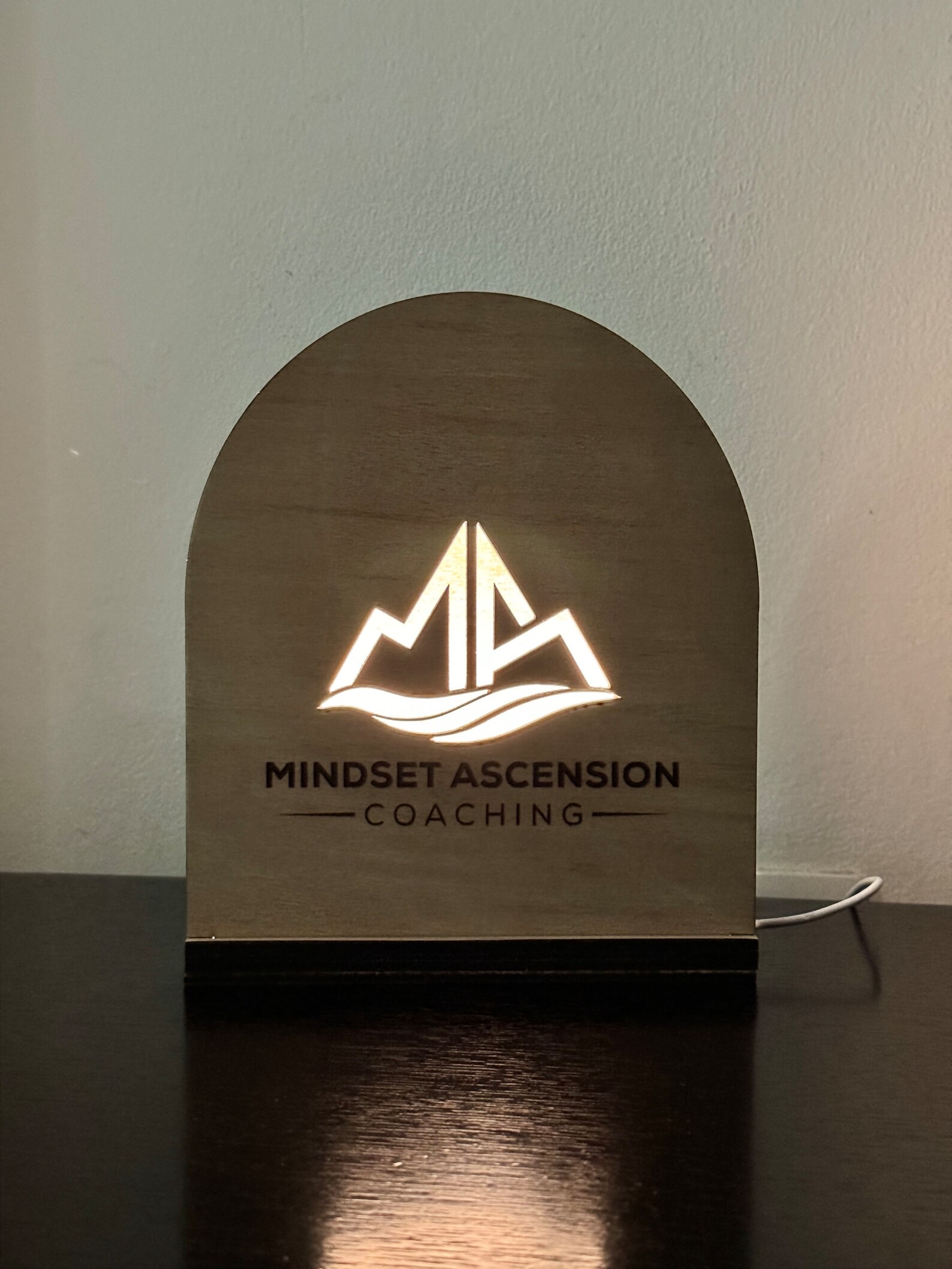 Custom Logo Light Lamp, Wood Arch Logo Night Light, Custom Led Logo ...