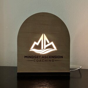 Custom Logo Light Lamp, Wood Arch Logo Night Light, Custom Led Logo ...