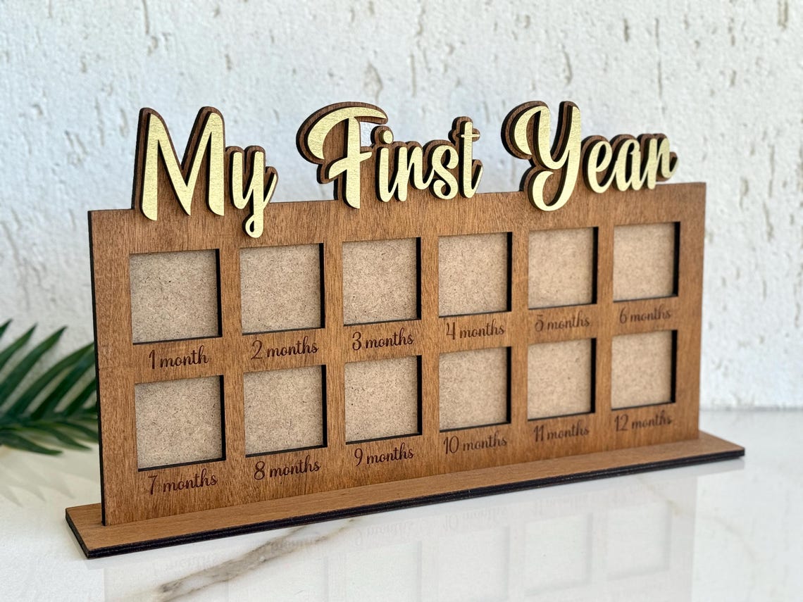 Personalized Baby Milestone Photo Frame: First Year Wooden Picture ...