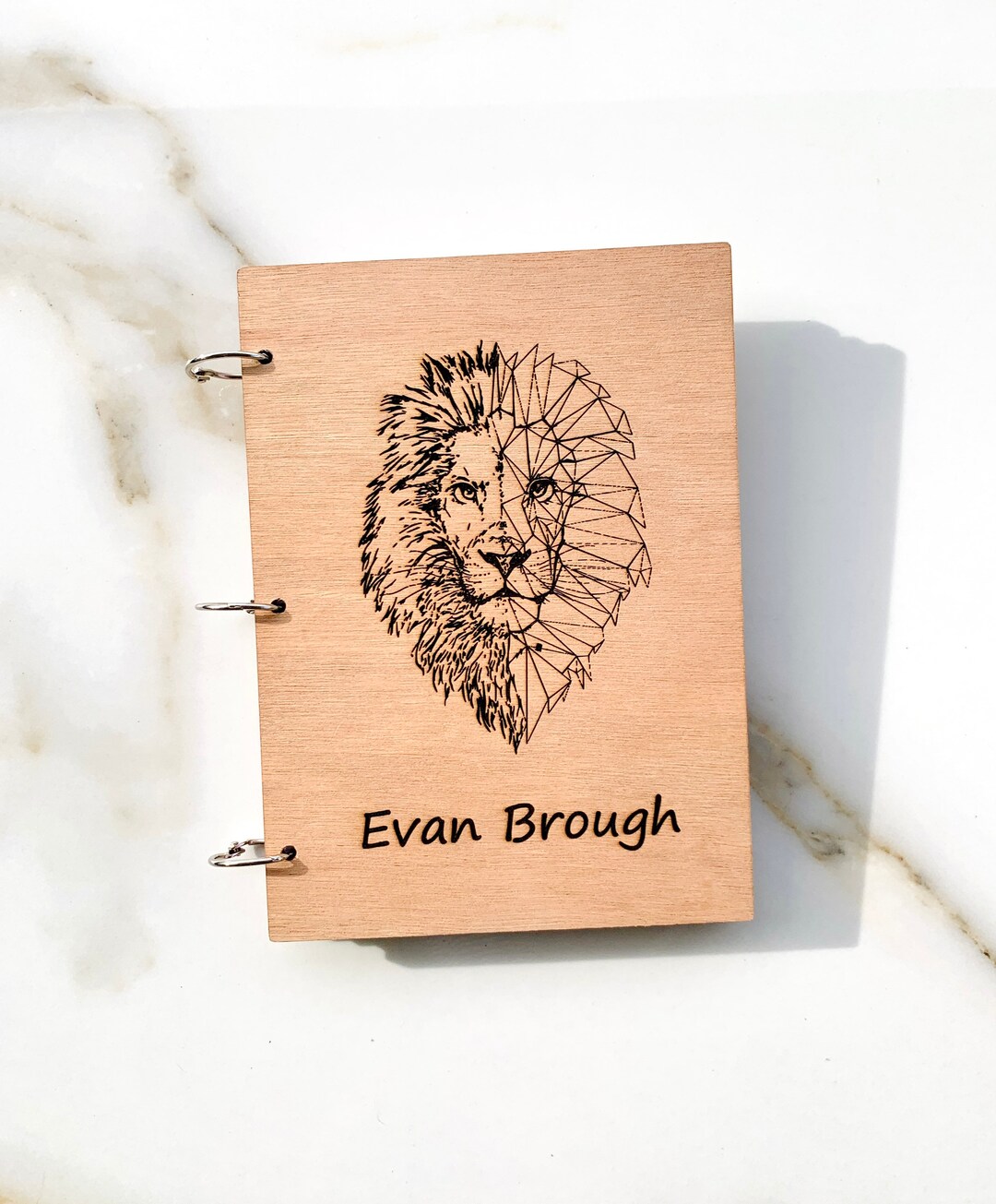 Personalized Lion Notebook, Customized Wood Notebook Engraved, Wooden ...