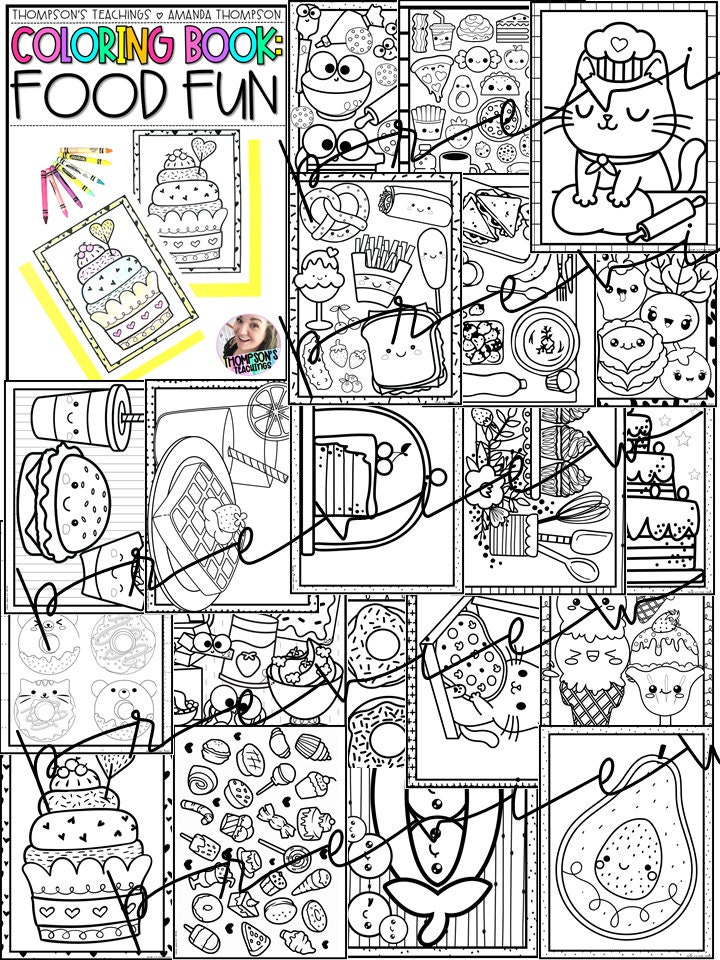 Food Coloring Pages Coloring Sheets Food Coloring Book for Kids - Etsy