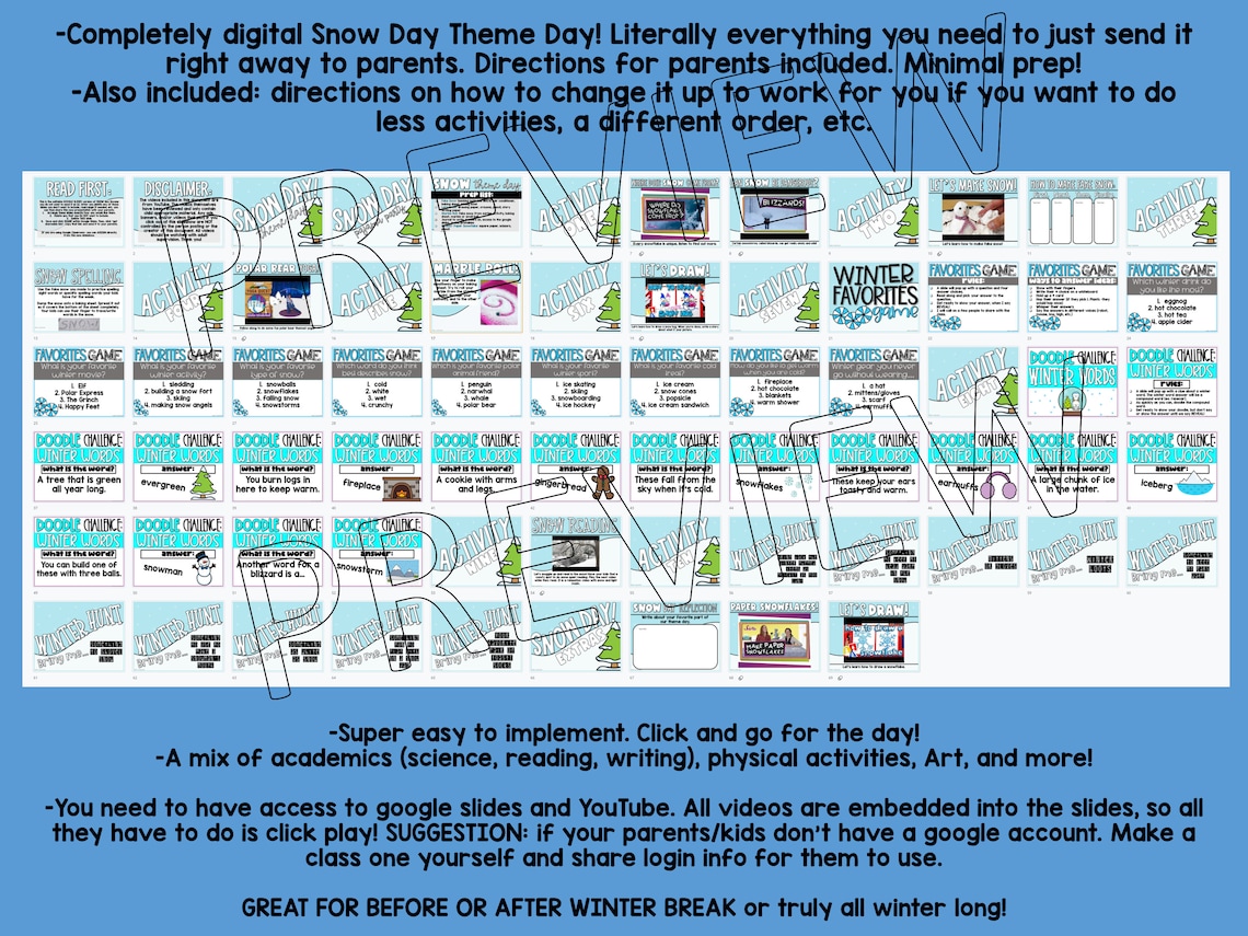 Virtual Snow Day Party Games Games for ZOOM Digital - Etsy
