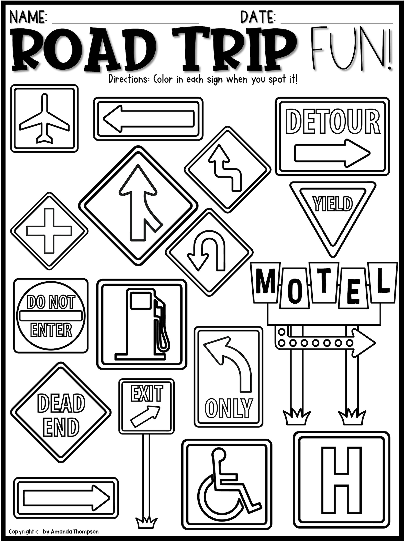 Road Trip Activities for Kids || Road Trip Coloring Sheets || Road Trip ...