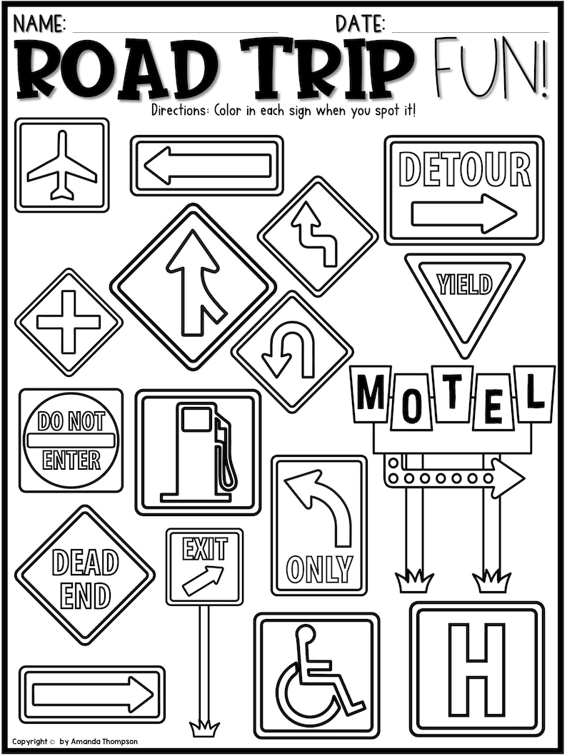 Road Trip Activities for Kids || Road Trip Coloring Sheets || Road Trip ...