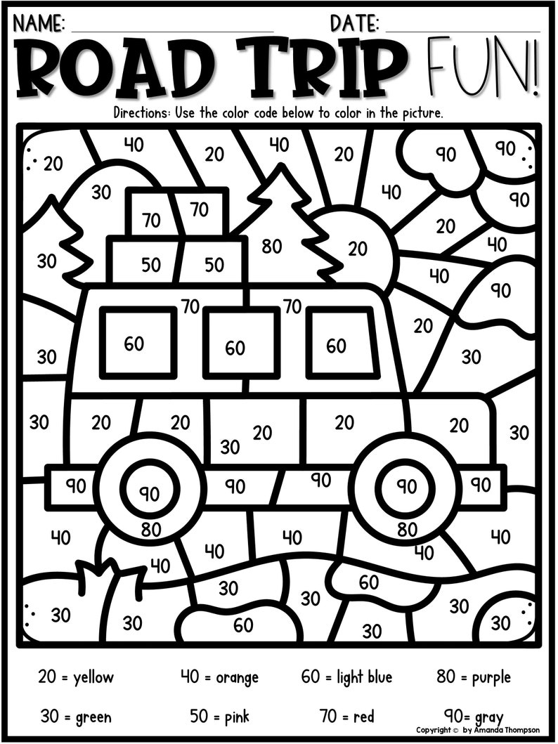 Road Trip Activities for Kids || Road Trip Coloring Sheets || Road Trip ...