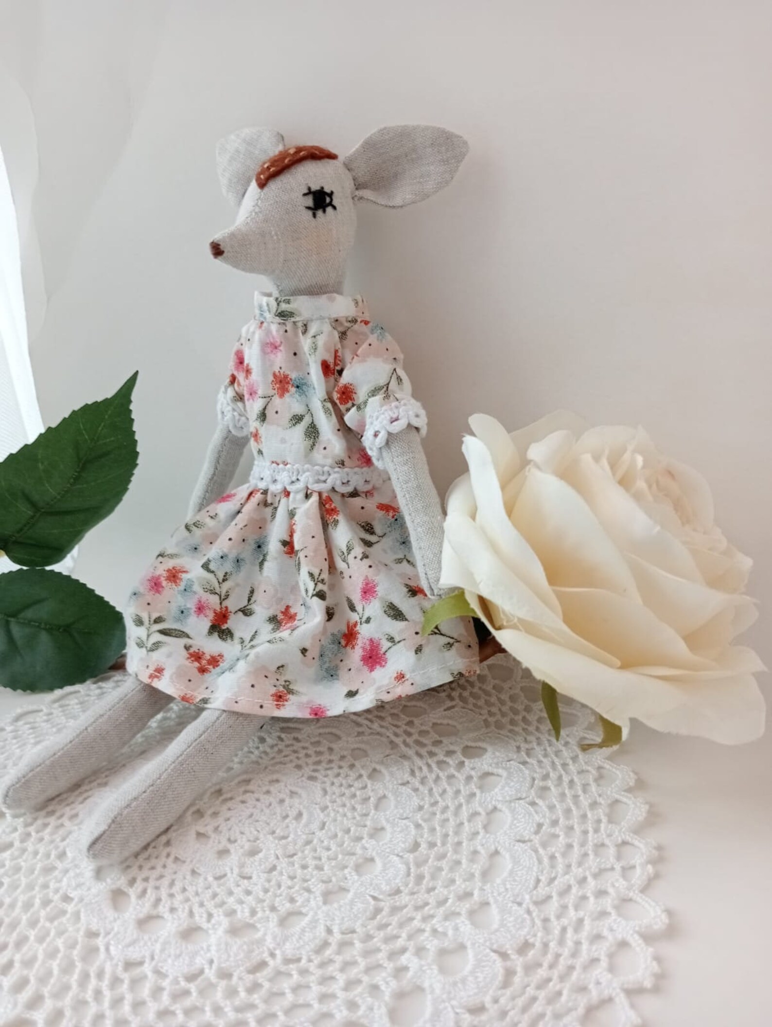 Linen Deer Doll and Baby Deer, Cloth Deer Rag Doll , Handmade Deer Doll ...