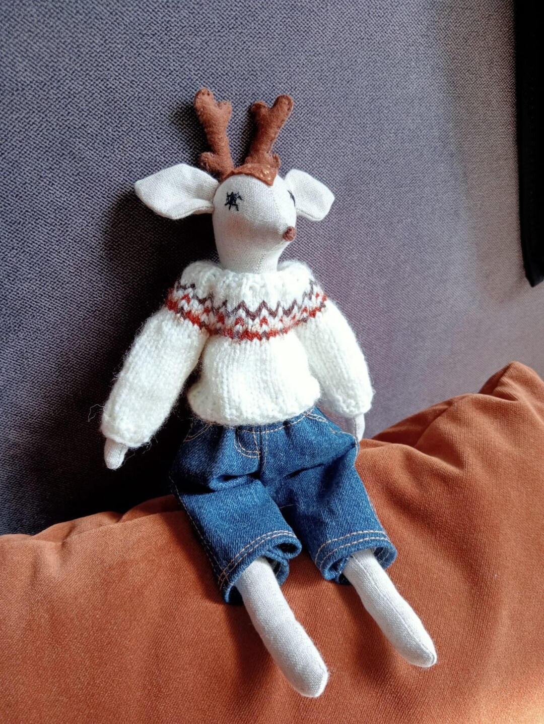 Deer Boy Doll,stuffed Animal Deer Toy,linen Deer Doll,handmade Deer ...