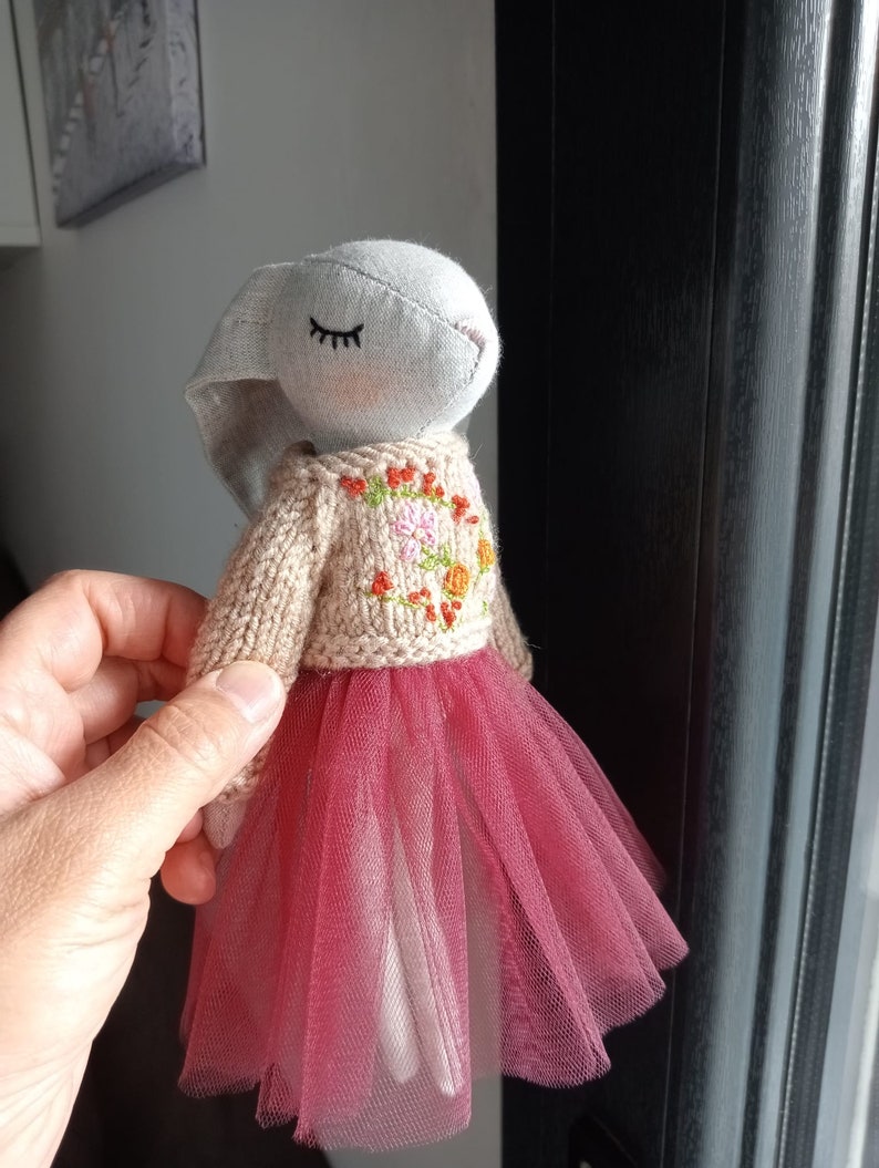 Handmade Bunny Doll ,linen Bunny Doll, Handmade Fabric Doll , Stuffed ...