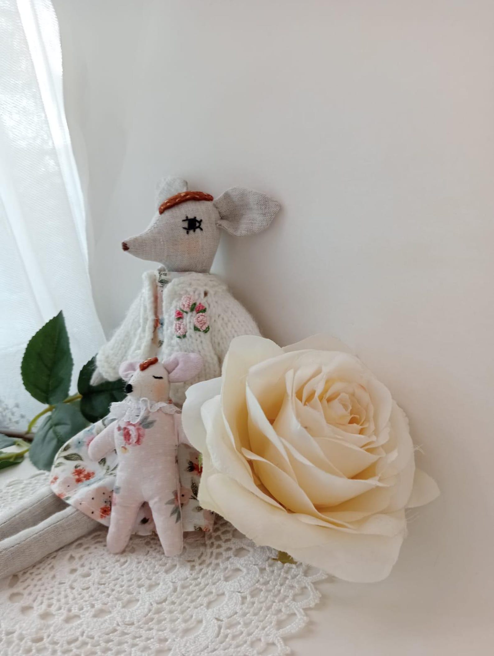 Linen Deer Doll and Baby Deer, Cloth Deer Rag Doll , Handmade Deer Doll ...