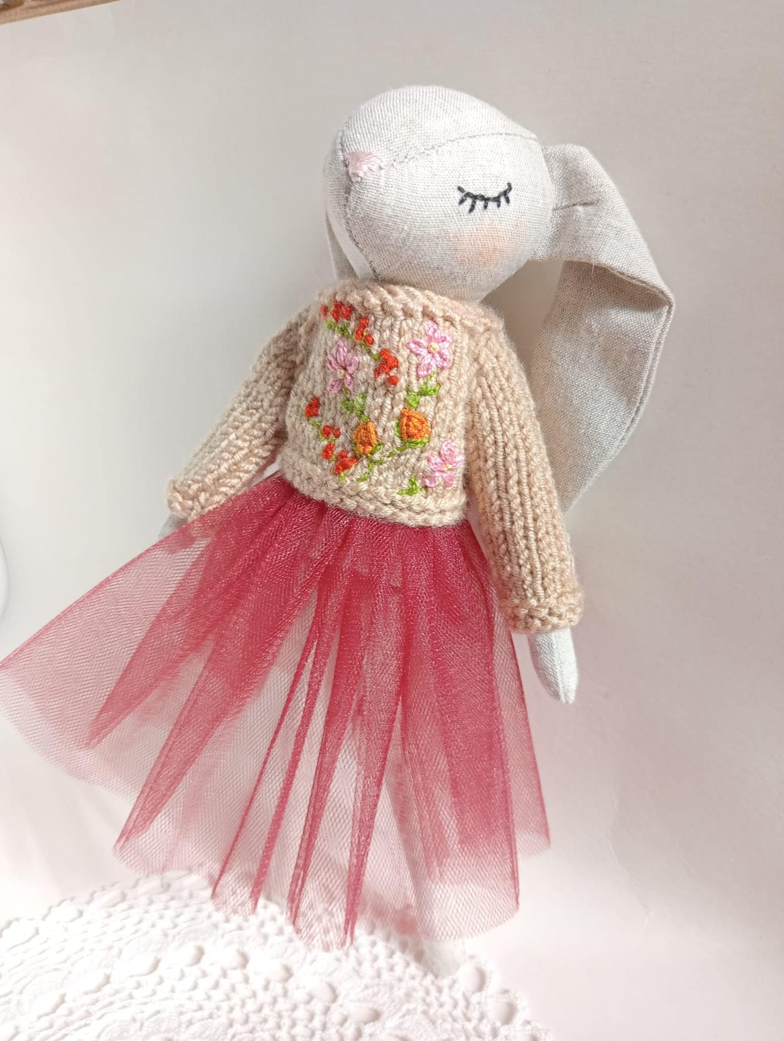 Handmade Bunny Doll ,linen Bunny Doll, Handmade Fabric Doll , Stuffed ...