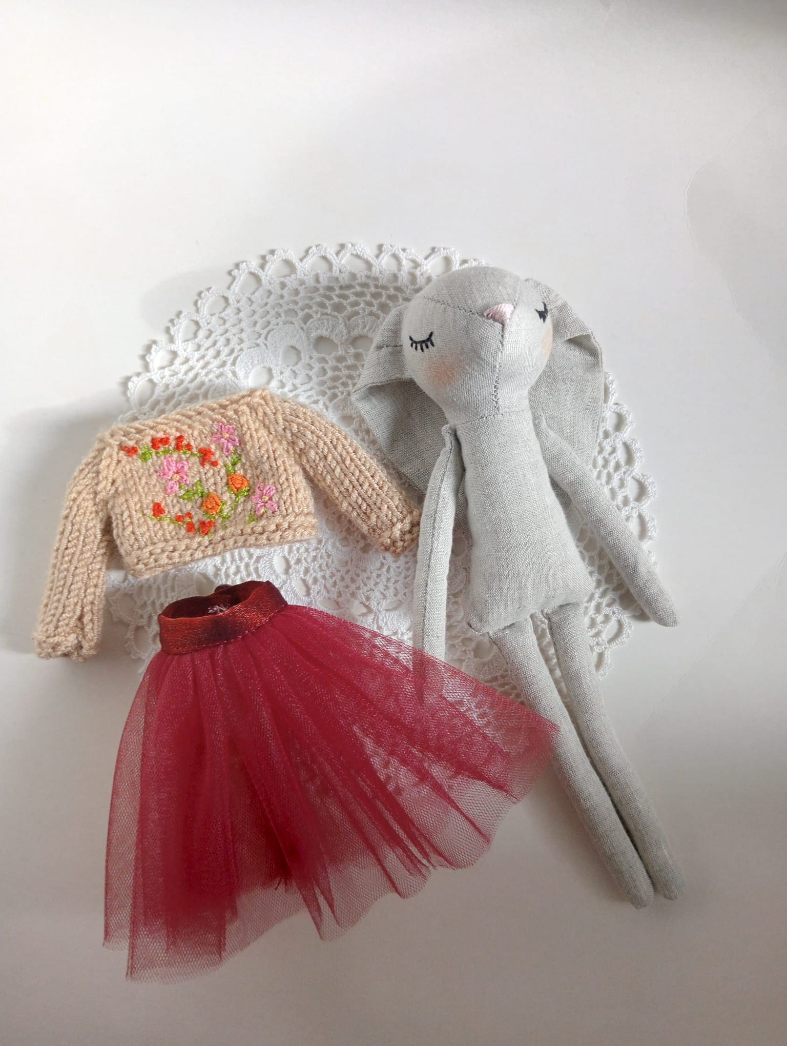 Handmade Bunny Doll ,linen Bunny Doll, Handmade Fabric Doll , Stuffed ...