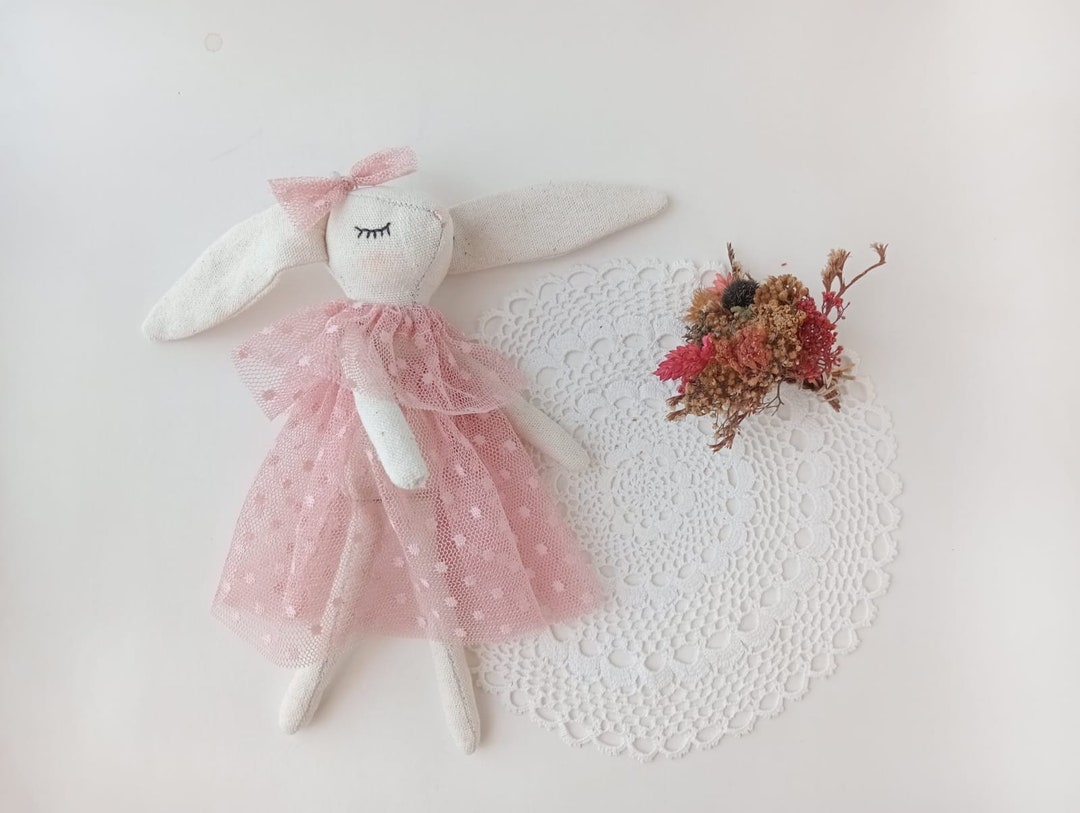 Linen Bunny Doll , Heirloom Stuffed Animal Toys , Handmade Gift Bunny ...